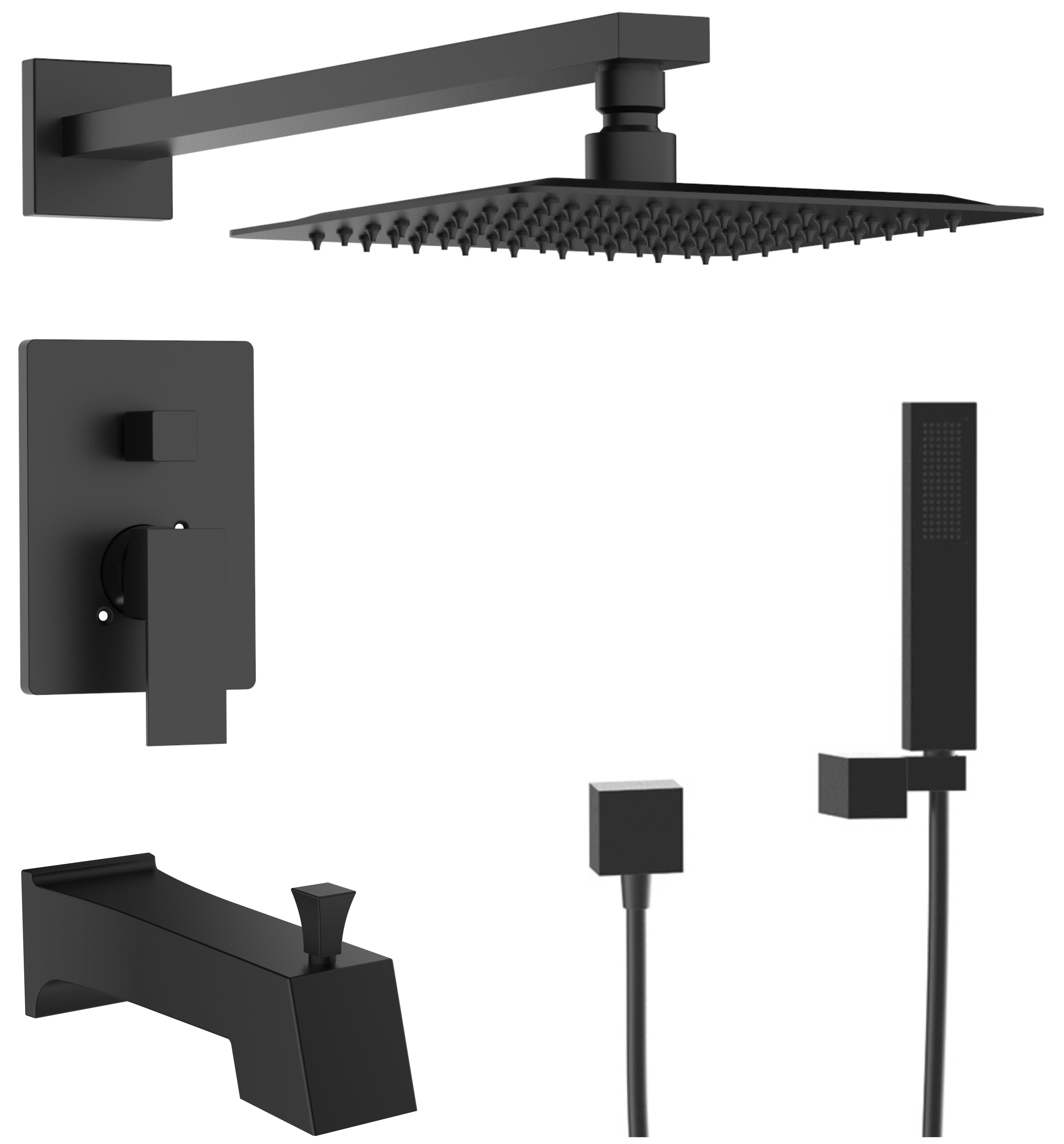 Matte Black 8 Inches Three Function Shower Set – Prestige Home